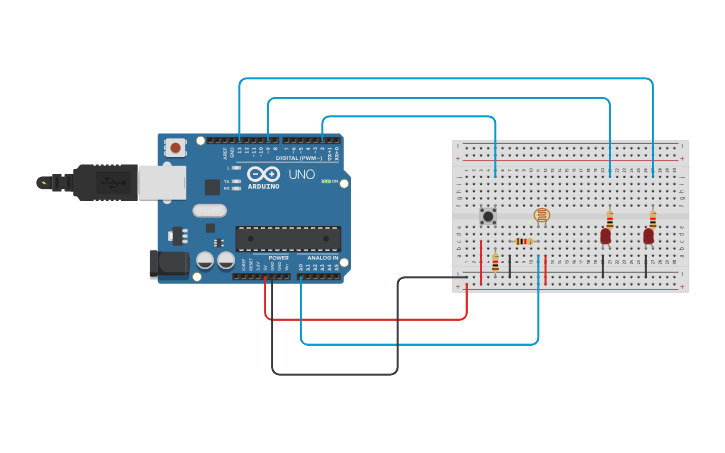 Circuit design 11c_Photoresistor_While loop interation - Tinkercad