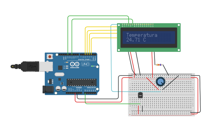 Circuit Design Sensore Di Temperatura Con Lcd Tinkercad
