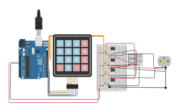 Circuit design keypad4x4 - Tinkercad