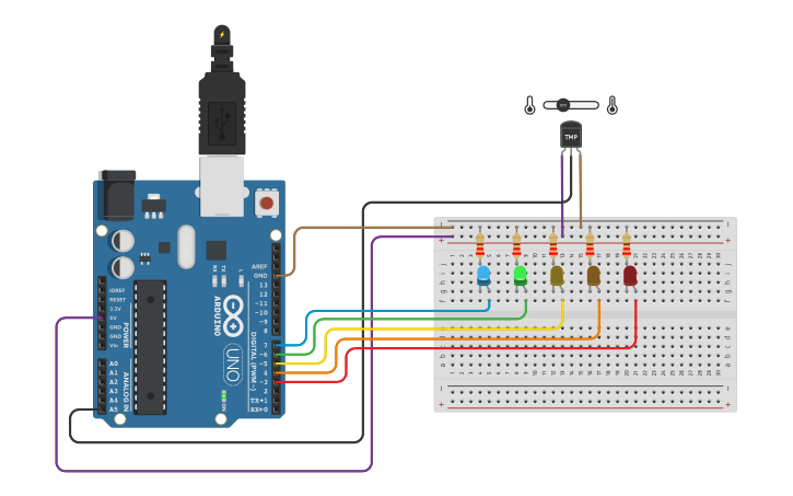 Circuit design TEMPERATURE SENSOR - Tinkercad
