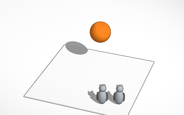 3D design penguins watching a sunset - Tinkercad