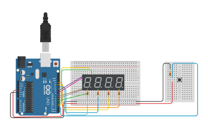 Circuit design seven segment - Tinkercad