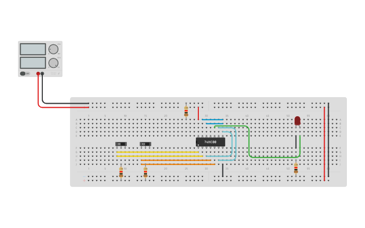 Circuit design NOR GATE using NAND GATE | Tinkercad