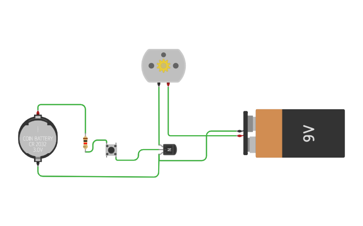 Circuit Design Dc Motor Connection To 1 3 0v And 1 9v Battery Tinkercad