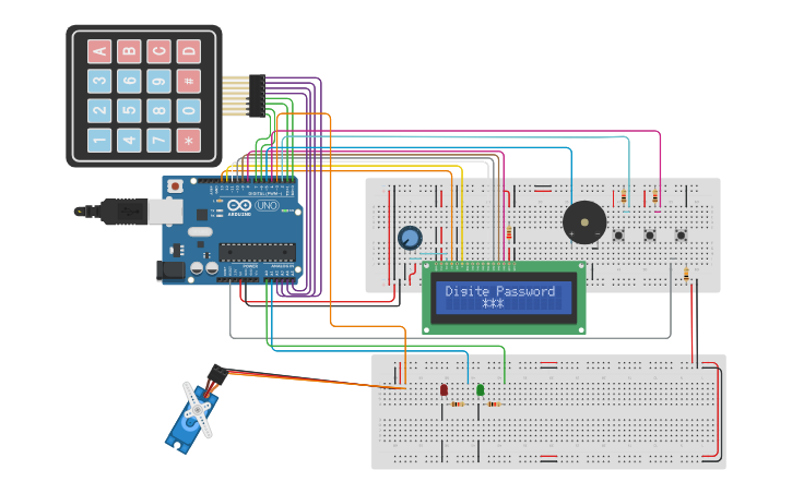 Circuit design Cierre de Puerta con Arduino | Tinkercad