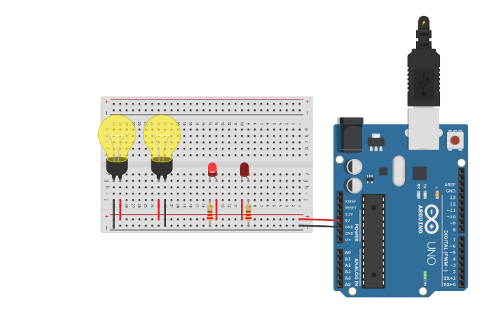Circuit Design Led And Bulb Tinkercad