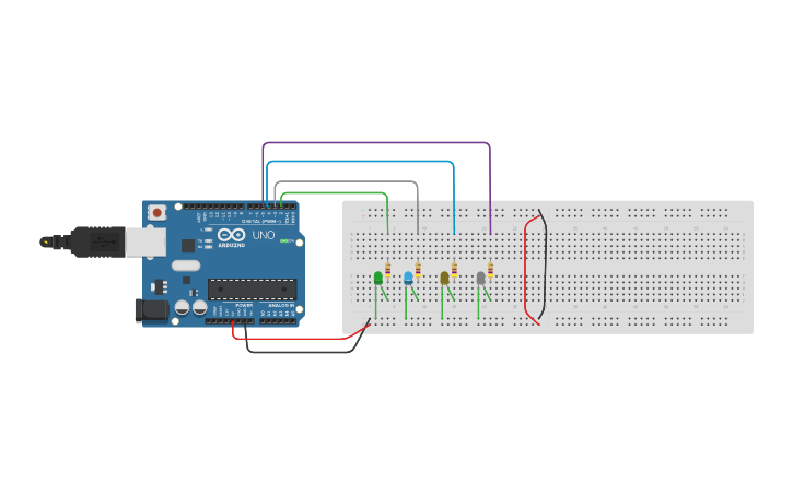Circuit design salidas digitales arduino - Tinkercad