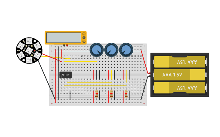 Circuit design ATTINY Neopixel Controller - Tinkercad Circuit design ATTINY Neopixel Controller - Tinkercad