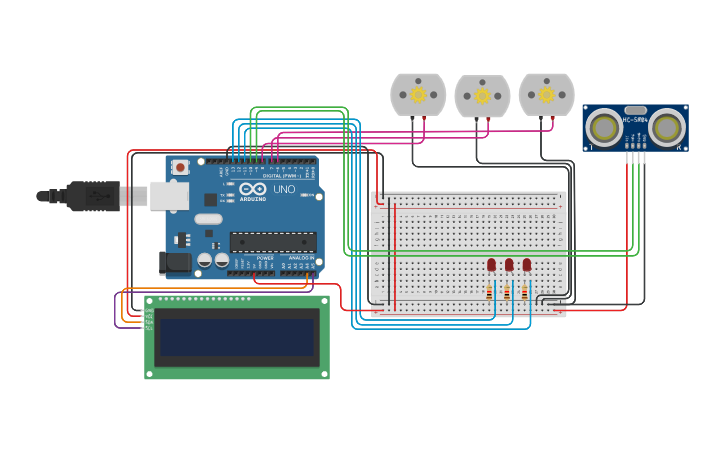 Circuit design Copy of sensor de distancia ultrasónico - Tinkercad