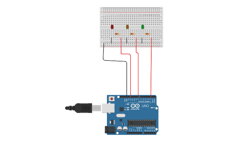 Circuit Design Traffic Light Using Arduino Tinkercad