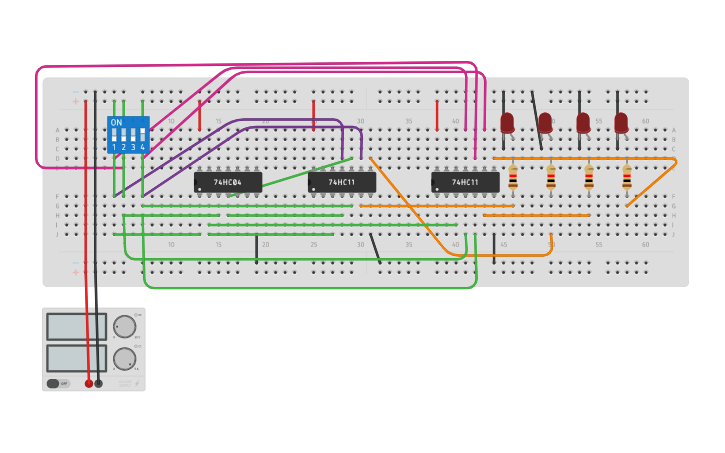 Circuit design 2:4 Decoder - Tinkercad