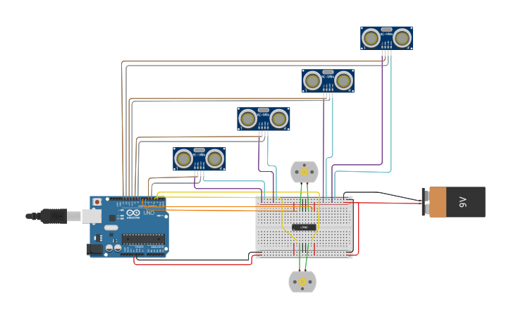 Circuit design circuito del robot sumo - Tinkercad