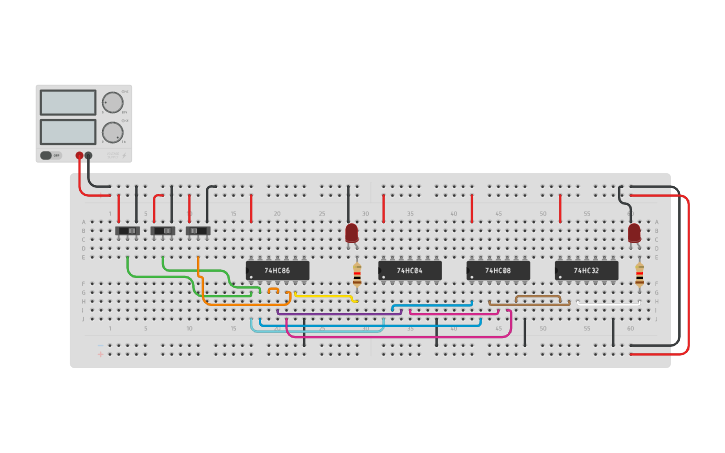 Circuit design Full Subtractor using Logic gates - Tinkercad