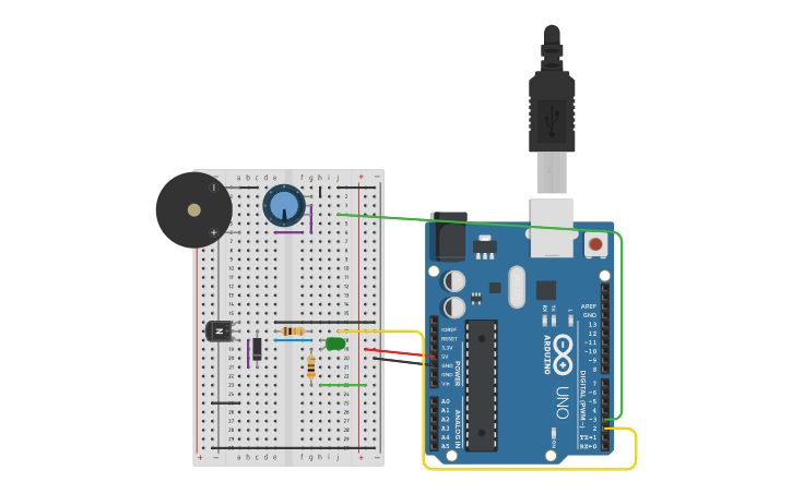 Circuit design Arduino Morse Code Fox Hunt Beacon - Tinkercad Circuit design Arduino Morse Code Fox Hunt Beacon - Tinkercad
