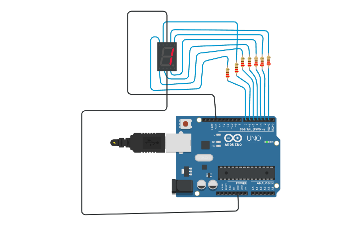 Circuit design 7 Segment Display - Tinkercad