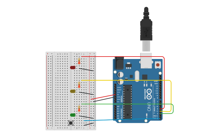 Circuit design Traffic Light | Tinkercad