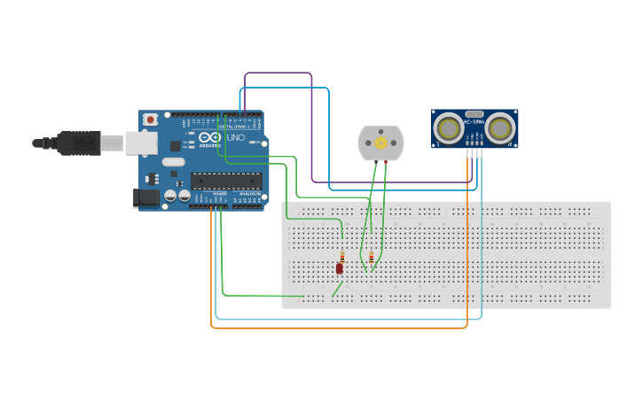 Circuit design SENSOR DE ULTRASONIDO - Tinkercad