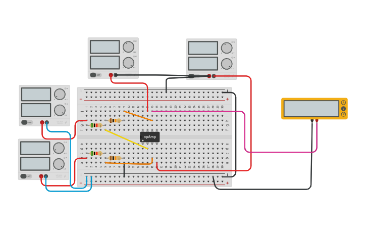 Circuit design Amperímetro diferencial - Tinkercad