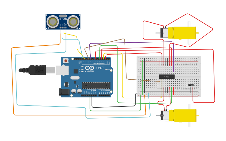 Circuit design OBSTACLE AVOIDANCE ROBOT - Tinkercad