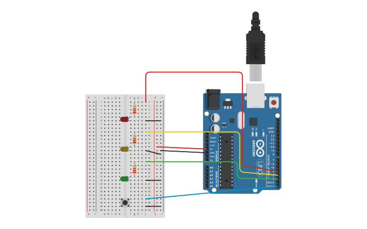 Circuit design Traffic Light - Tinkercad
