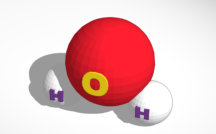 3D design Water Molecule - Tinkercad
