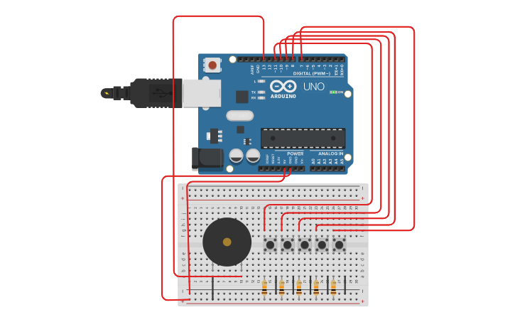 Circuit Design Эксперимент 8 Мерзкое пианино Tinkercad