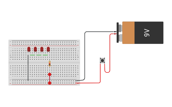 Circuit design Series LED - Tinkercad