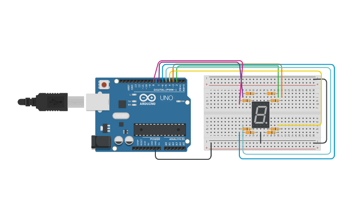 Circuit design Practica 6 Arduino en Tinkercard - Tinkercad