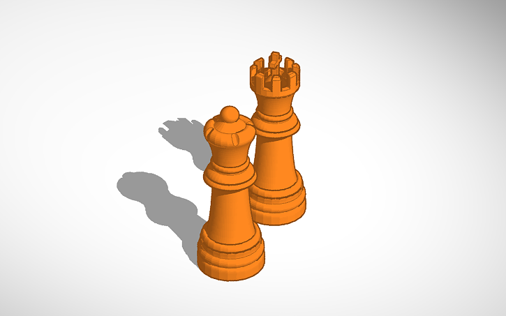 3D design Chess Queen & King - Tinkercad
