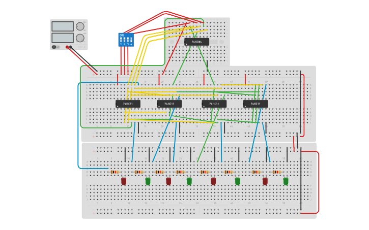 Circuit design 3:8 decoder - Tinkercad