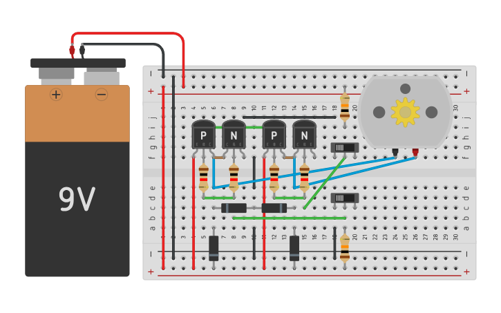 Circuit design H Bridge. Puente H-z - Tinkercad