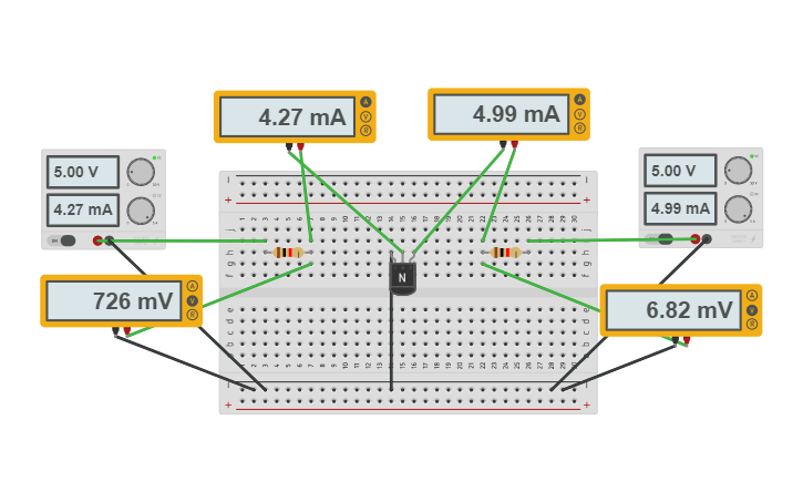 Circuit design EXP 5 BJT Characteristics - Tinkercad