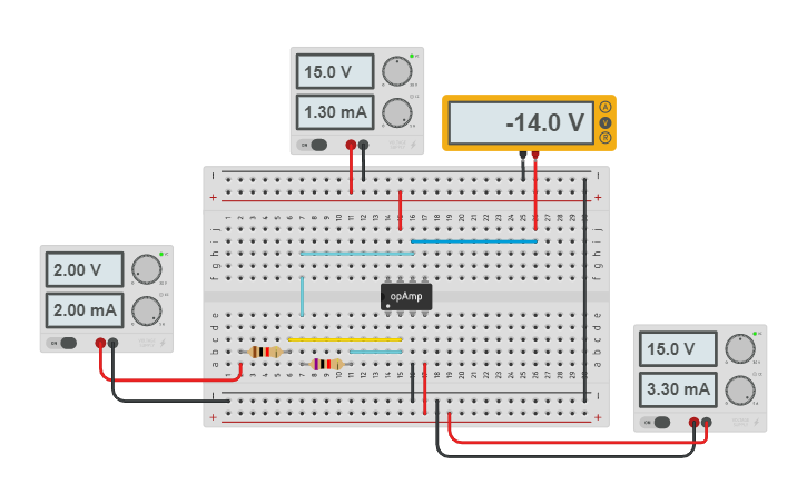 Circuit design INVERTING OP AMP - Tinkercad