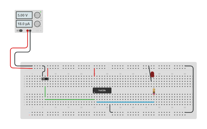 Circuit design NOT GATE - Tinkercad