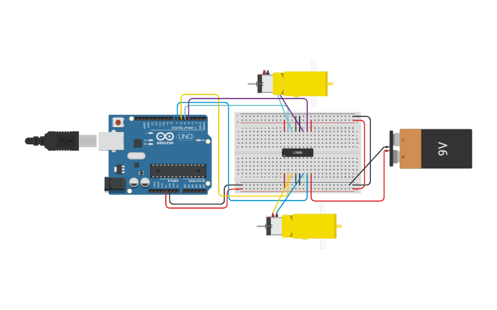 Circuit design 2 Motores - Tinkercad