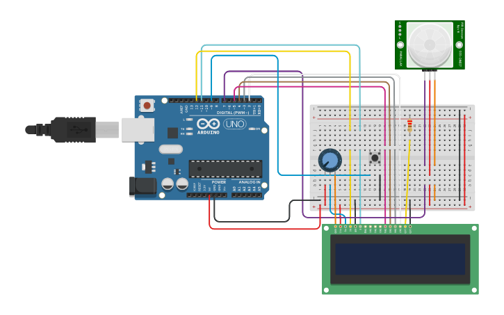 Circuit design Sensor PIR | Tinkercad
