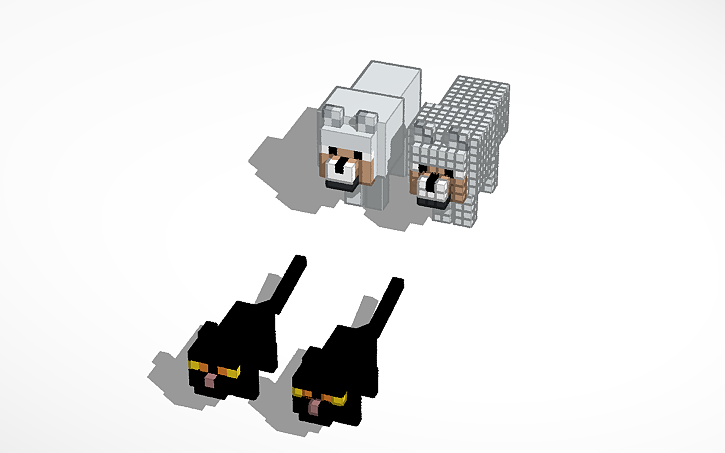 3D design Minecraft Dog & Cat - Tinkercad