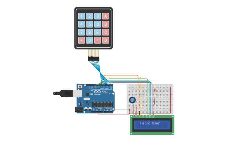 Circuit design Keypad LCD - Tinkercad