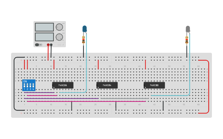 Circuit design Half subtractor using basic gates | Tinkercad