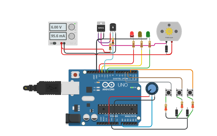 Circuit Design Tugas Hw 3 Multitasking Blinking Led And Controlling Motor Tinkercad 7361