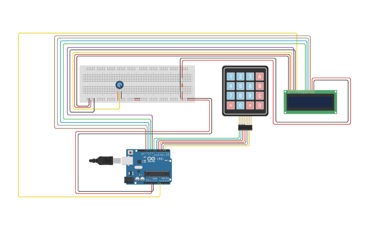 Circuit Design Password Keyboard With Lcd Display Tinkercad
