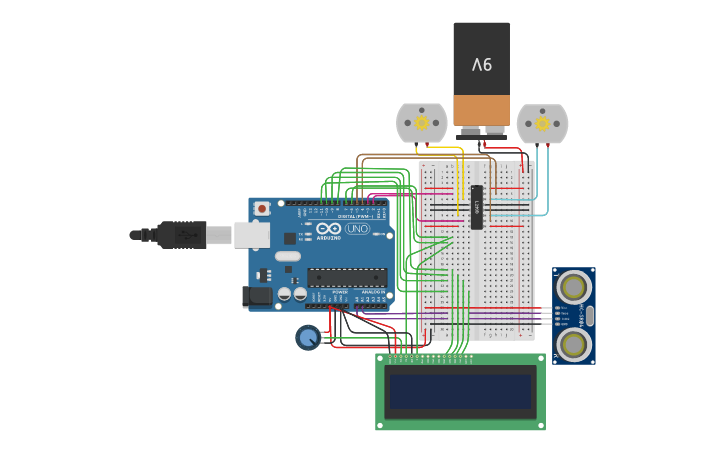 Circuit Design Obstacle Avoidance Robot Tinkercad