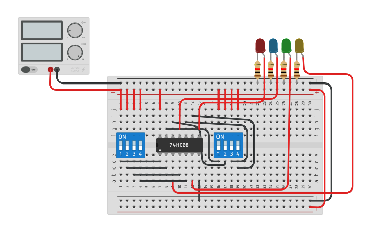 Circuit design QUAD TWO INPUT AND GATE - Tinkercad