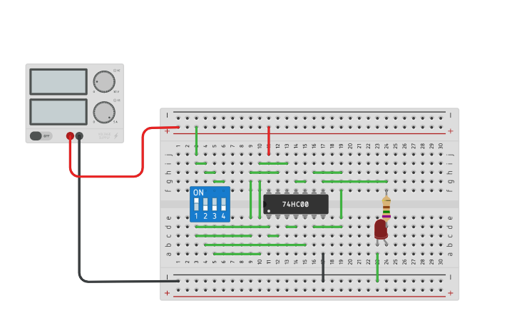 Circuit design Laboratorio 3 "Circuitos con Compuertas Logicas NAND" - Tinkercad