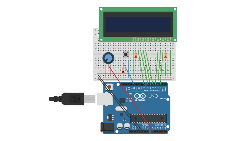 Circuit design Pantalla LCD con Arduino - Tinkercad