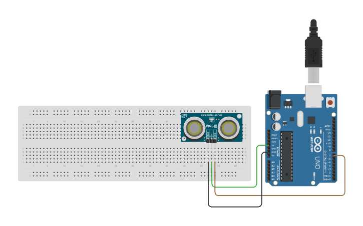 Circuit design Distance Sensor - Tinkercad