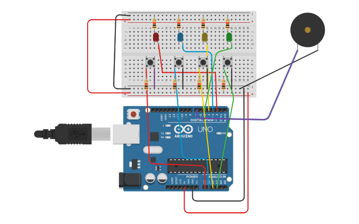 Circuit design Simon Dice - Tinkercad