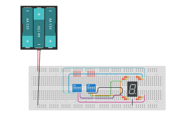 Circuit design VISUALIZADOR DE SIETE SEGMENTOS | Tinkercad