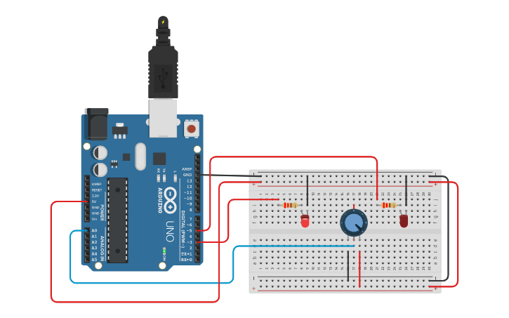 Circuit design LED Potentiometer - Tinkercad