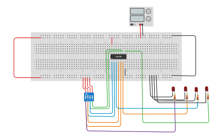 Circuit design Binary to Gray code Converter - Tinkercad